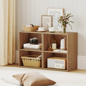 Costway Sada 2 dvoupatrových knihoven 42 cm, přírodní