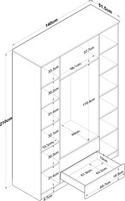Šatní skříň BA 112 140 cm ořech/bílá