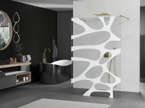 Mexen Kioto, sprchová zástěna Walk-In 120 x 200 cm, 8mm čiré sklo bílý vzor, ​​zlatý matný profil, 800-120-002-55-97
