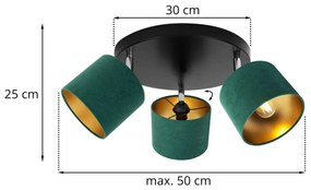 Stropní svítidlo MEDIOLAN, 3x textilní stínítko (výběr z 10 barev), (výběr ze 2 barev konstrukce - možnost polohování), G