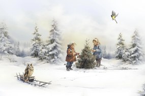 Bavlněné povlečení Vánoce v přírodě Velikost: 220 x 200 + 2 x 70 x 90