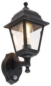 Klasická venkovní nástěnná lampa černá s detektorem pohybu - Capital