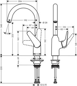 Hansgrohe M421-H220 chrom / Dřezová baterie / ComfortZone 220 / kerami