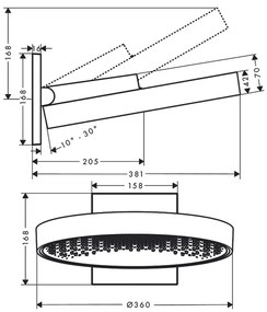 Hansgrohe Rainfinity, hlavová sprcha 360 1jet s připojením na zeď, kartáčovaný černý chrom, HAN-26230340