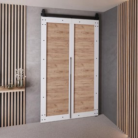 Skládací posuvné dveře QUDIO M2 bílý + dub Craft zlatý 100