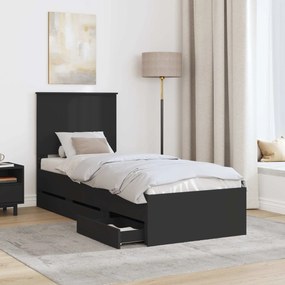 Rám postele se zásuvkou Černá 75 x 190 cm Inženýrské dřevo 3411167