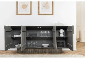 Massive home | Komoda Art Deco 170cm masiv šedé mango