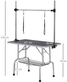 MM Handel  Stůl na stříhání psů se spodním košem střihací stůl pro psy a kočky do 100 kg | černý