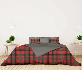 Ervi flanelové povlečení oboustranné - Skotská kostka Tartan/šedé