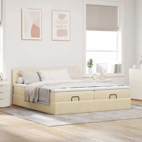 Osmanský rám postele s matrací krémová 180x200cm textil 3312848