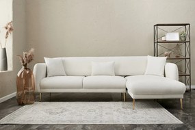 HANAH HOME Rohová pohovka SIMENA krémová pravá 266 cm 825BLC2832