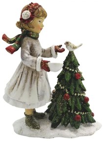 Figurka holčičky s vánočním stromkem – 9x5x12 cm