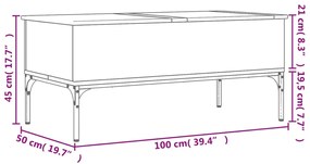 Konferenční stolek kouřový dub 100 x 50 x 45 cm kompozit a kov - Default Title