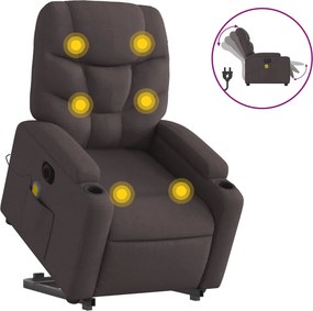 Elektrické zvedací masážní polohovací křeslo tmavě hnědé textil 3204637