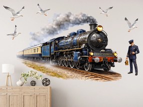 Vlak Orient express textilní přelepitelné samolepky na zeď arch 130 x 87 cm