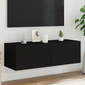 Nástěnná TV skříňka s LED osvětlením černá 100 x 35 x 31 cm - Default Title
