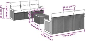 7dílná zahradní sedací souprava s poduškami šedá polyratan 3227474