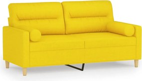 2místná pohovka s polštáři světle žlutá 140 cm textil 3200826