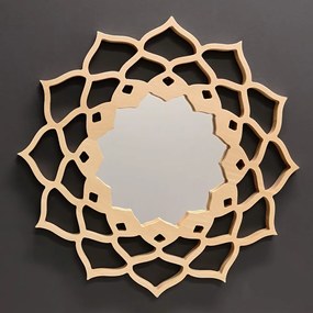 AMADEA Dřevěné zrcadlo ve tvaru mandaly, masivní dřevo, průměr 40 cm