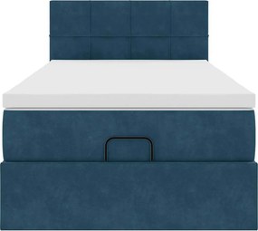 Osmanský rám postele s matrací tmavě modrá 100x200cm samet 3312606