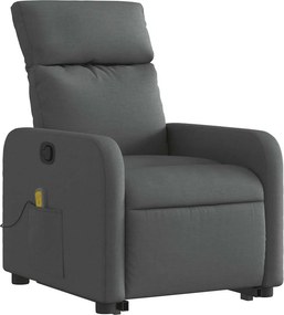 Zvedací masážní polohovací křeslo tmavě šedé textil 3206709