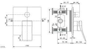 Ideal Standard Conca - Vanová baterie pod omítku, magnetově šedá A7374A5