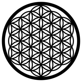 Nástěnná kovová dekorace FLOWER OF LIFE černá