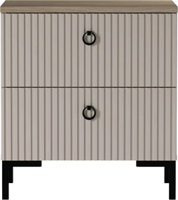 Noční stolek, šedohnědá Taupe/dub silverjack, DOMCA 2S