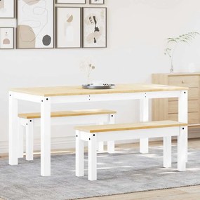 Jídelní set ze 3 kusů PANAMA Bílé masivní dřevo borovice 3345175