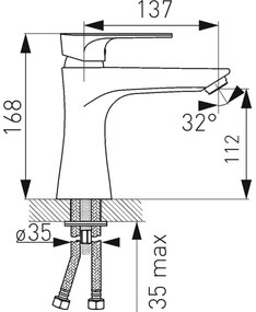 FERRO - Umyvadlová baterie + výpusť ALGEO SQUARE lesklý chrom