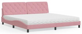 Postel s matrací růžová 200 x 200 cm samet 3208681