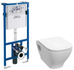 Jika Deep - Set předstěnové instalace a závěsného klozetu, Rimless, DualFlush, bílá H6006160000002