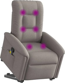 Zvedací masážní polohovací křeslo taupe textil 3303271