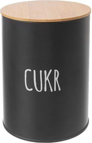 Kulatá plechová dóza CUKR Black