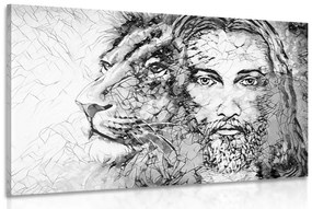 Obraz všemohoucí se lvem v černobílém provedení - 60x40 cm