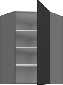 ARIA ab | horní kuchyňská skříňka 60x60 GN-90 1F (45°) rohová s policemi | 60x60 cm | VYSOKÁ | antracit/černá