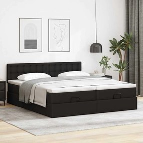 Osmanský rám postele s matrací černá 200x200cm umělá kůže 3311961