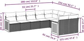 9dílná zahradní sedací souprava s poduškami béžová polyratan 3260386