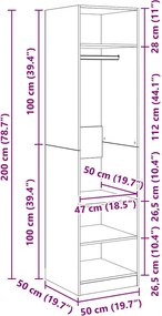 vidaXL Marketos Šatní skříň černá 50 x 50 x 200 cm kompozitní dřevo