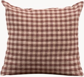 Lněný povlak na polštář Chocolate Gingham