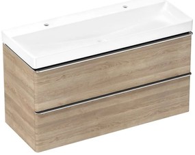 Hansgrohe Xelu Q - Skříňka s dvojumyvadlem, 63x118x50 cm, 2 zásuvky, přírodní dub/chrom 54388000