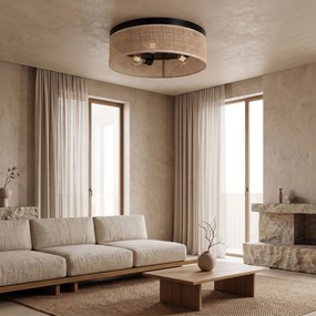 Toolight Toolight, APP1902-3C, stropní svítidlo plafon s ratanovým stínítkem, Ø 40 cm, 3× E27, hnědá, OSW-63001