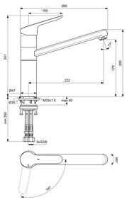 Ideal Standard Ceraflex - Kuchyňská baterie s vysokým vývodem nízkotlaká, Chrom, BC136AA