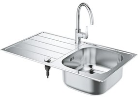 Grohe Bau - Sada kuchyňského dřezu a baterie, nerezová ocel, kartáčovaná 31562SD1