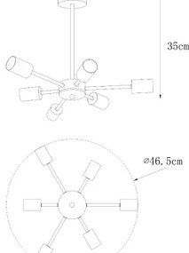 Zuma Line A8100-6 - Lustr na tyči MANDI 6xE27/40W/230V černá/zlatá