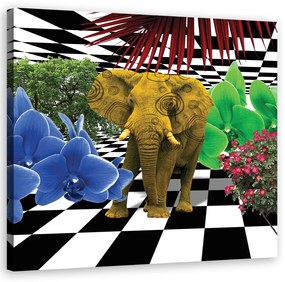 Obraz na plátně, Barevný slon - 60x60 cm