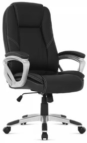 Kancelářská židle černá koženka, plast ve stříbrné, kolečka pro tvrdé podlahy KA-Y282 BK