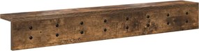 věšák, nástěnný, s poličkou, kompozitní dřevo, 10,5x80x10,5 cm, kouřový dub, Dekorino TK20260045