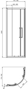 Ideal Standard i.life - Sprchový kout čtvrtkruh 80x80 cm, lesklý chrom T4933EO