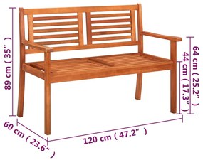 vidaXL Marketos 2místná zahradní lavice s poduškou 120 cm masivní eukalyptus